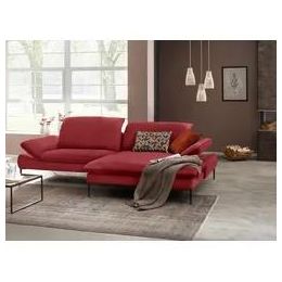 Ecksofa W.Schillig "enjoy&MORE" Sofas Gr. B/H/T: 294cm x 87cm x 185cm, Longlife Xtra-Leder Z59, Recamiere rechts, mit Kopfteilverstellung-mit Armlehnenverstellung-mit Sitztiefenverstellung, rot (ruby red z59) Sitztiefenverstellung, Füße schwarz pulverbeschichtet, Breite 294 cm