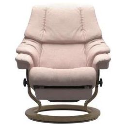 Relaxsessel stressless "Reno" Sessel Gr. ROHLEDER Stoff Q2 FARON, PowerTM Leg & Back-Classic Base Eiche, B/H/T: 79cm x 98cm x 78cm, pink (light q2 faron) elektrisch verstellbar, optional 2-motorisch, Größe M & L