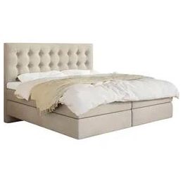 Boxspringbett Schlaraffia "Everton" Komplettbetten Gr. Webstoff SECRET, Liegefläche B/L: 180cm x 200cm, H2 + H2, 7-Zonen-Tonnentaschen-Federkernmatratze, beige Boxspringbett inklusive BULTEX-Topper, Fuß in Schwebeoptik