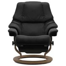 Relaxsessel stressless "Reno" Sessel Gr. Leder PALOMA, PowerTM Leg & Back-Classic Base Eiche-M, B/H/T: 79cm x 98cm x 78cm, schwarz (black paloma) elektrisch verstellbar, optional 2-motorisch, Größe M & L