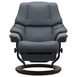 Relaxsessel stressless "Reno" Sessel Gr. Leder BATICK, PowerTM Leg & Back-Classic Base Braun-M, B/H/T: 79cm x 98cm x 78cm, blau (atlantic blue batick) elektrisch verstellbar, optional 2-motorisch, Größe M & L