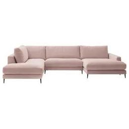 Wohnlandschaft Inosign "Downtown XXL B/T/H: 341/223/84 cm Loungemöbel zum Relaxen" Sofas Gr. B/H/T: 341cm x 84cm x 223cm, Cord, Recamiere rechts, rosa (rosé) weicher Sitzkomfort, Cord-Bezug, Sitzkomfort U-Form