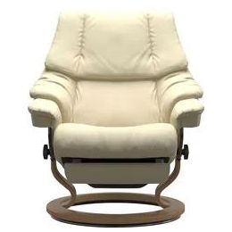 Relaxsessel stressless "Reno" Sessel Gr. Leder PALOMA, PowerTM Leg & Back-Classic Base Eiche-M, B/H/T: 79cm x 98cm x 78cm, beige (vanilla paloma) elektrisch verstellbar, optional 2-motorisch, Größe M & L