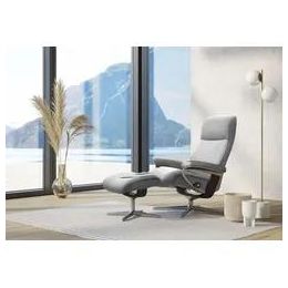 Relaxsessel stressless "View" Sessel Gr. ROHLEDER Stoff Q2 FARON, Cross Base Braun, Relaxfunktion-Drehfunktion-PlusTMSystem-Gleitsystem-BalanceAdaptTM, B/H/T: 78cm x 108cm x 78cm, grau (light q2 faron) mit Cross Base, Größe S, M & L, Holzakzent Braun