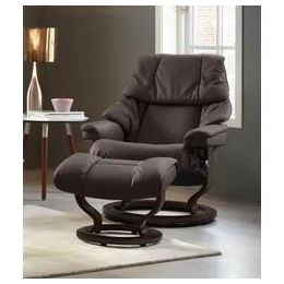 Relaxsessel stressless "Reno" Sessel Gr. Leder PALOMA, Classic Base Braun-M, Relaxfunktion-Drehfunktion-PlusTMSystem-Gleitsystem, B/H/T: 79cm x 98cm x 75cm, braun (chocolate paloma) mit Classic Base, Größe S, M & L, Gestell Braun