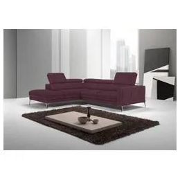 Ecksofa Egoitaliano "Claudie, Designsofa mit extrakomfortablem Sitzkomfort" Sofas Gr. B/H/T: 268cm x 97cm x 226cm, Luxus-Microfaser BLUSH, Recamiere links, mit Kopfteilverstellung, lila (plum) Inkl. Kopfteilverstellung, L-Form