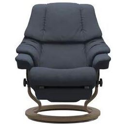 Relaxsessel stressless "Reno" Sessel Gr. Microfaser DINAMICA, PowerTM Leg & Back-Classic Base Eiche-L, B/H/T: 88cm x 98cm x 77cm, blau (blue dinamica) elektrisch verstellbar, optional 2-motorisch, Größe M & L