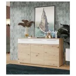 Sideboard FORTE Sideboards Gr. B/H/T: 149,6cm x 87,6cm x 42cm, 3 St., weiß (artisan eiche / weiss) viel Stauraum, trendiges Dekor