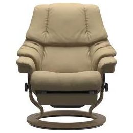 Relaxsessel stressless "Reno" Sessel Gr. Leder PALOMA, PowerTM Leg & Back-Classic Base Eiche-M, B/H/T: 79cm x 98cm x 78cm, beige (sand paloma) elektrisch verstellbar, optional 2-motorisch, Größe M & L