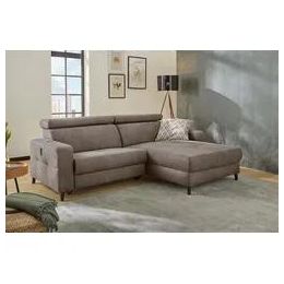 Jockenhöfer Ecksofa JOCKENHÖFER GRUPPE "Doppio L-Form mit elektromotorischer Relaxfunktion und" Sofas Gr. B/T: 247cm x 100cm, Luxus-Microfaser Lederoptik, Ottomane beidseitig montierbar, braun induktiver Lademöglichkeit + USB-A Ladeport, verstellbare Kopfstützen