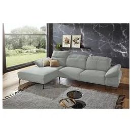 Ecksofa W.Schillig "levi" Sofas Gr. B/H/T: 309cm x 80cm x 182cm, Flachgewebe S22, Longchair links, mit Kopfteilverstellung-mit Armlehnenverstellung-mit motorischer Sitztiefenverstellung, braun (sky s22) inklusive Kopfstützenverstellung & Seitenteilverstellung, Breite 309cm