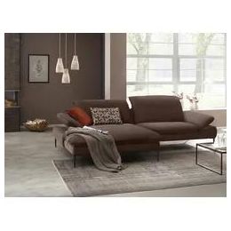 Ecksofa W.Schillig "enjoy&MORE" Sofas Gr. B/H/T: 294cm x 87cm x 185cm, Stoff S37, Recamiere links, mit Kopfteilverstellung-mit Armlehnenverstellung-mit Sitztiefenverstellung, braun (espresso s37) Sitztiefenverstellung, Füße schwarz pulverbeschichtet, Breite 294 cm