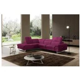 Ecksofa Egoitaliano "Candice" Sofas Gr. B/H/T: 278cm x 100cm x 221cm, Luxus-Microfaser BLUSH, Ottomane links, mit Relaxfunktion, pink (fuchsia) inkl. 2 elektrischer Relaxfunktionen, Bedienung über Taste an Armlehne