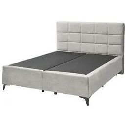 Boxspringbett ED EXCITING DESIGN "Navarra" Komplettbetten Gr. Microvelours ohne Matratze, ohne Topper, Liegefläche B/L: 180cm x 200cm, kein Härtegrad / ohne Matratze, weiß (silber) wahlweise mit Matratze