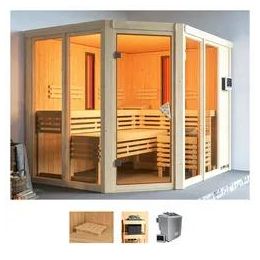 Karibu Sauna "Avril" Saunen 9-kW-Bio-Ofen mit externer Steuerung Gr. Bio-Kombiofen, externe Steuerung, 9 kW, beige (naturbelassen)