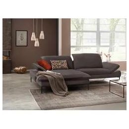 Ecksofa W.Schillig "enjoy&MORE" Sofas Gr. B/H/T: 294cm x 87cm x 185cm, Longlife Xtra-Leder Z59, Recamiere links, mit Kopfteilverstellung-mit Armlehnenverstellung-mit Sitztiefenverstellung, braun (braun z59) Sitztiefenverstellung, Füße schwarz pulverbeschichtet, Breite 294 cm