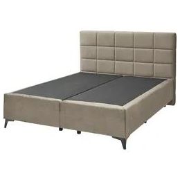 Boxspringbett ED EXCITING DESIGN "Navarra" Komplettbetten Gr. Microvelours ohne Matratze, ohne Topper, Liegefläche B/L: 180cm x 200cm, kein Härtegrad / ohne Matratze, grau (stone) wahlweise mit Matratze