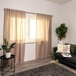 Home Wohnideen Vorhang mit Kombiband + Leinen-Struktur | blickdicht, 135 x 225 cm, natur