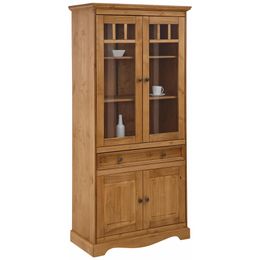 Vitrine Home Affaire "Melissa" Schränke beige (natur gebeizt, gewachst) Höhe 190 cm