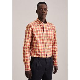 Seidensticker Flanellhemd »Shaped« Shaped Langarm Button-Down-Kragen Karo orange L (41) - normale Ärmellängen normale Ärmellängen L (41) Passform:...