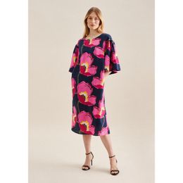 Seidensticker Sommerkleid »Schwarze Rose« Kurzarm Rundhals Floral dunkelblau 3XL (46) - Normalgrößen Normalgrößen 3XL (46) Passform: Regular
