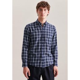 Seidensticker Businesshemd »Schwarze Rose« Regular Langarm Button-Down-Kragen Karo dunkelblau XL43-44 - normale Ärmellängen normale Ärmellängen...
