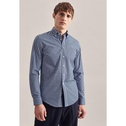 Seidensticker Businesshemd »Slim« Slim Langarm Button-Down-Kragen Karo dunkelblau L (42) - L (42) L (42) L (42) Passform: Slim