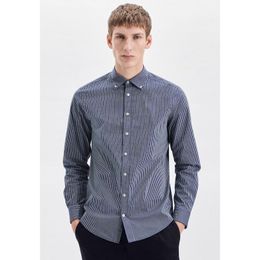 Seidensticker Businesshemd »Schwarze Rose« Regular Langarm Button-Down-Kragen Streifen blau XXXL (47-48) - normale Ärmellängen normale Ärmellängen...