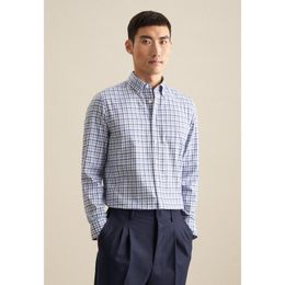 Seidensticker Businesshemd »Shaped« Shaped Langarm Button-Down-Kragen Karo blau XL (44) - XL (44) XL (44) XL (44) Passform: Shaped