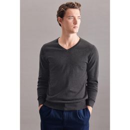 Seidensticker Strickpullover &raquo;Schwarze Rose&laquo; Langarm V-Neck Uni anthra melange M M Passform: Regular
