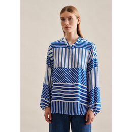 Seidensticker Damen Seidensticker Klassische Bluse &raquo;Schwarze Rose&laquo; Tunika Streifen platziert blau XS(34)