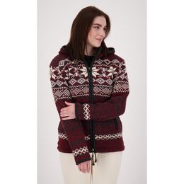 DEPROC Active Strickfleecejacke &raquo;ANNAPURNA&laquo; mit Kapuze und weichem Fleece gef&uuml;ttert weinrot 44L 44L Sehr aktuelle Damen Strickjacke & Wohlf&uuml;hljacke...