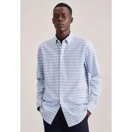 Seidensticker Businesshemd »Schwarze Rose« Regular Langarm Button-Down-Kragen Karo blau XXL45-46 - normale Ärmellängen normale Ärmellängen XXL45-46...