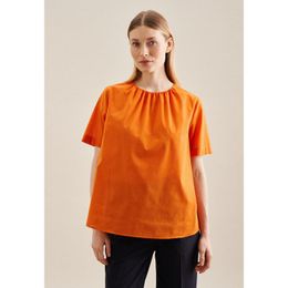 Seidensticker Shirtbluse »Schwarze Rose« Kurzarm Rundhals Uni dunkelorange S(36) S(36) Passform: Regular