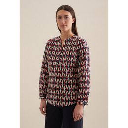 Seidensticker Klassische Bluse »Schwarze Rose« Tunika Geometrische Muster dunkelblau XXL44 XXL44 Passform: Regular