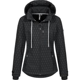 LPO Softshelljacke »SHELBY PEAK III Women« leichte Softshelljacke mit All-Over-Print und abnehmbarer Kapuze schwarz 46 (L) 46 (L) Leichte...