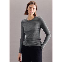 Seidensticker Strickpullover &raquo;Schwarze Rose&laquo; Langarm Rundhals Uni anthra melange XS XS Passform: Slim Fit