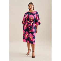 Seidensticker Sommerkleid »Schwarze Rose« Kurzarm Rundhals Floral dunkelblau 6XL (52) - Normalgrößen Normalgrößen 6XL (52) Passform: Regular