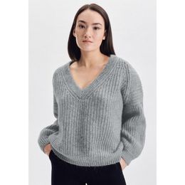 Seidensticker Strickpullover &raquo;Schwarze Rose&laquo; Langarm V-Neck Uni grau L L Passform: Regular Fit
