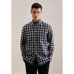 Seidensticker Businesshemd »Schwarze Rose« Regular Langarm Button-Down-Kragen Karo dunkelblau XXL (45-46) - normale Ärmellängen normale Ärmellängen...
