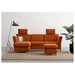 Ecksofa Home Affaire "Trelleborg L-Form" Sofas Gr. B/H/T: 249 cm x 86 cm x 162 cm, Feincord, Recamiere links, ohne Bettfunktion-ohne Bettkasten, rosegold (kupfer) wahlweise mit Bettfunktion und Bettkasten, inkl. Federkern-Polsterung