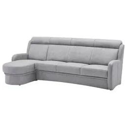 Ecksofa VILLA BECK "Varese L-Form" Sofas Gr. B/H/T: 256cm x 102cm x 83cm, Microfaser, Longchair links, ohne Bettkasten, silberfarben (32 silber) Kopfteilverstellung, wahlweise mit Sitzvorzug, in Sitzhöhe 49 cm