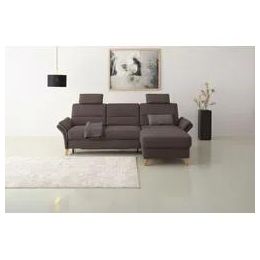 Ecksofa Home Affaire "Westerland L-Form" Sofas Gr. B/H/T: 252cm x 90cm x 162cm, Olympia EASY CLEAN, Recamiere rechts, ohne Bettfunktion, ohne Bettkasten, ohne Armlehnfunktion, braun (espresso) Federkern-Polsterung, wahlweise mit Bettfunktion, Bettkasten