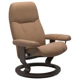 Relaxsessel stressless "Consul" Sessel Gr. Leder BATICK, Classic Base Wenge, PlusTMSystem-Gleitsystem-Relaxfunktion-Drehfunktion-Kopfstützenverstellung-Rückteilverstellung, B/H/T: 72cm x 94cm x 70cm, braun (latte batick) mit Classic Base, Größe S, Gestell Wenge