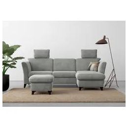 Ecksofa Home Affaire "Trelleborg L-Form" Sofas Gr. B/H/T: 249 cm x 86 cm x 162 cm, Breitcord, Recamiere rechts, ohne Bettfunktion-ohne Bettkasten, silberfarben (silber) wahlweise mit Bettfunktion und Bettkasten, inkl. Federkern-Polsterung