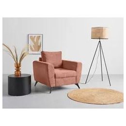 Sessel Inosign "Lörby" Gr. Feincord, B/H/T: 96 cm x 90 cm x 92 cm, rosa (flamingo) Polstersessel Belastbarkeit bis 140kg pro Sitzplatz, auch mit Aqua clean-Bezug