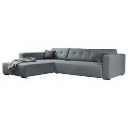 Ecksofa Tom Tailor HOME "HEAVEN CHIC M" Sofas Gr. B/H/T: 282cm x 85cm x 221cm, Struktur grob TCU, Recamiere links, ohne Bettfunktion-ohne Bettkasten, blau (smokey tcu 36) aus der COLORS COLLECTION, wahlweise mit Bettfunktion & Bettkasten