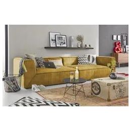 Big-Sofa Tom Tailor HOME "BIG CUBE" Sofas Gr. B/H/T: 300cm x 66cm x 122cm, Samtstoff TSV, ohne Sitztiefenverstellung, gelb (ochre tsv 5) Tom Tailor Big-Sofa >>BIG CUBE<<, in 3 Breiten, Tiefe 122 cm