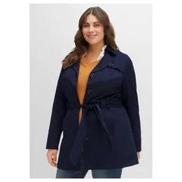 Trenchcoat sheego "Große Größen" Gr. 48, blau (marine) Damen Mäntel als Klassiker und Kombipartner