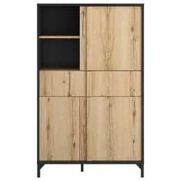 Highboard GAMI "Esteban" Sideboards Gr. B/H/T: 94cm x 153cm x 41cm,, schwarz (schwarz/eiche helvezia/eiche helvezia) Vier Regale